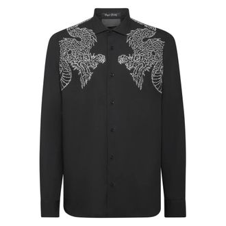 Philipp Plein Homme, Chemises, Noir, Taille: M Shirt Dragon