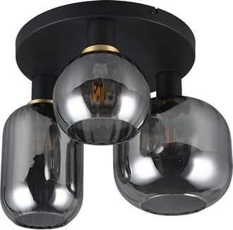 Trio Leuchten Deckenleuchte Diva 619800332, Metall Schwarz matt, Glas Chrom bedampft, exkl. 3x E27