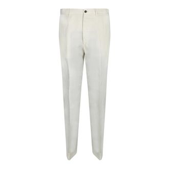 Dell'Oglio Homme, Pantalons, Blanc, Taille: L Pantalon Blanc en Coton-Lin