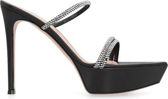 Gianvito Rossi Femme, Chaussures, Noir, Taille: 35 EU Sandales &agrave; talons aiguilles et plateforme avec ornements en cristal