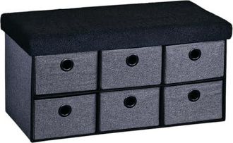 KESPER Sitzbank mit Aufbewahrungsboxen und Sitzpolster in Teddy-Stoff, Material: FSC-zertifizierte Faserplatte, Ma&szlig;e: 76 x 38 x 38cm, Farbe: grau/schwarz, | 