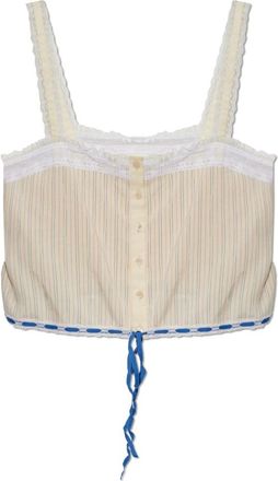 Chlo&eacute; Spaghettitr&auml;ger-Top mit Spitzeneins&auml;tzen - - Tops - Damen - Beige - M