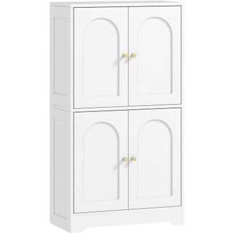 HOMCOM Buffet cuisine, meuble cuisine rangement avec 4 portes cintr&eacute;es et 2 &eacute;tag&egrave;res r&eacute;glables, 60 x 30 x 110 cm, blanc-Blanc