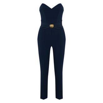 Elisabetta Franchi Crepe Jumpsuit - - Jumpsuits & Playsuits - Damen - Blau - XS