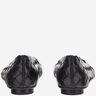 Bottega Veneta Womens Ballet Flats Atomic Black Lambskin Ballerina Shoes