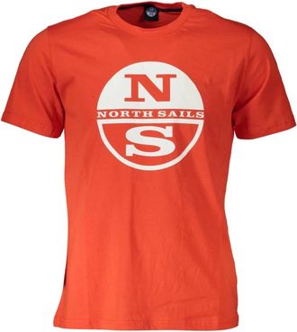 North Sails Homme, Tops, Rouge, Taille: L T-shirt rouge &agrave; manches courtes avec logo imprim&eacute;