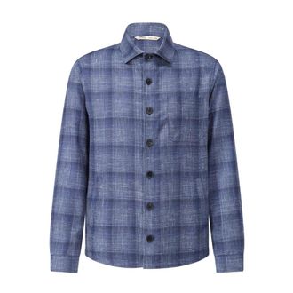 Maurizio Baldassari Woll-Overshirt mit Karomuster - - Shirts - Herren - Blau - 3XL