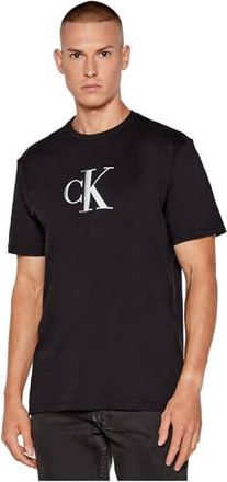 Calvin Klein T-Shirt Manches Courtes Homme Center Monogram Classic en Coton, Noir (Black), XL