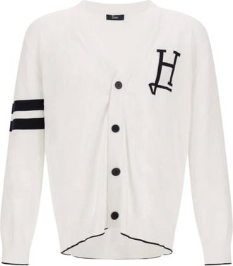 Herno Homme, Pulls, Blanc, Taille: M Cardigan en coton avec logo H