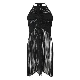 Alberta Ferretti Makrame-Kleid mit Fransen-Details - - Dresses - Damen - Schwarzk - M
