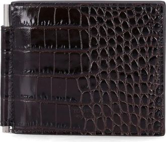 Tom Ford Portemonnaies - Croc-Embossed Leather Money Clip Wallet - Gr. unisize - in Schwarz - f&uuml;r Damen