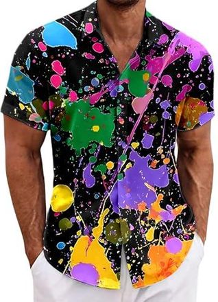 Generic Chemise hawa&iuml;enne pour homme - Imprim&eacute; &agrave; manches courtes - Style ann&eacute;es 80 - Respirant - Confortable - Pour l&eacute;t&eacute; - Pour la plage - Costume de f&ecirc;te, B2
