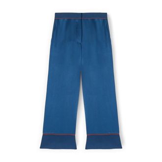 Motivi Cropped Satinhose mit Kontrastbesatz - - Trousers - Damen - Blau - M