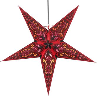 Guru Shop Faltbarer Advents Leucht Papierstern, Weihnachtsstern 60 cm - Menor Bordeaux