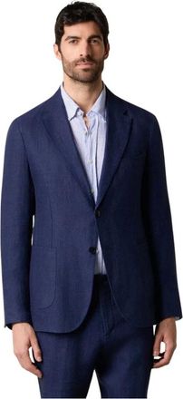 Brooks Brothers Homme, Costumes, Bleu, Taille: 4XL Plain Linen Blazer