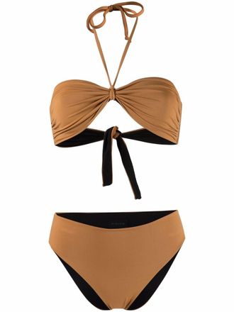 Fisico bikini bandeau &agrave; design r&eacute;versible - Marron
