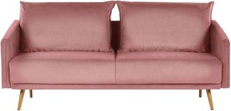 Beliani Sofa Rosa Samtstoff 3-Sitzer 185 x 78 x 68 abnehmbare Kissenbezüge Minimalistisch Retro Wohnzimmer Flur Arbeitszimmer Modernes Design