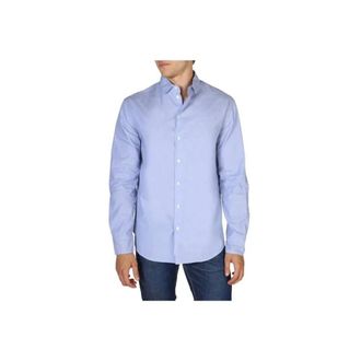 Emporio Armani Blaues gestreiftes Slim-Fit-Hemd - - Shirts - Herren - Blau - L