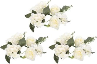 BESPORTBLE 3stücke Kerzenring Aus Künstlichen Rosenblüten Blumenkerzenringe Kerzenringkränze Kerzenkränze Für Hochzeit Party Dekoration