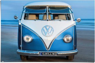 Reinders Poster, Volkswagen Bulli, Schlafzimmer, Poster, Wanddeko, Room Decor, 150 gr. gl&auml;nzend Bilderdruckpapier, Blau, 61 x 91,5