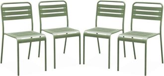 Sweeek Lot de 4 chaises de jardin acier. 4 places. vert. Amelia. L44 x P52 x H79cm