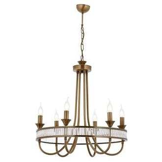 Opviq Elegant Vintage Chandelier, Metal Body, 110 cm Height, 60 cm Diameter, 6 x E14 Max 40W, Copper Finish | Perfect for Modern & Traditional Spaces