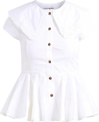 Ganni Femme, Blouses et Chemises, Blanc, Taille: 42 FR Short Sleeve Shirt