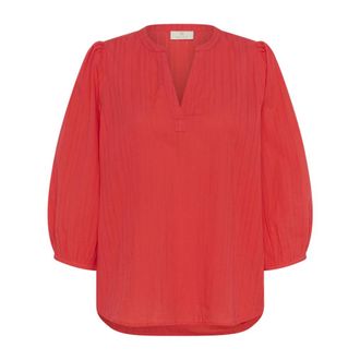 Kaffe Hibiskusbluse mit &frac34; &Auml;rmeln - - Blouses & Shirts - Damen - Rot - 3XL