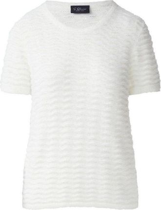 s.Oliver Kurzarmpullover Strickpullover Kuscheliger Kurzarm-Pullover mit Wellenstrickmuster und Pailletten