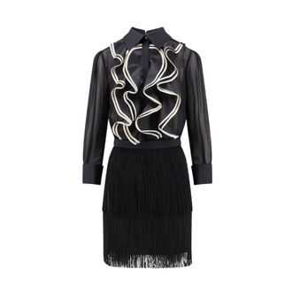 Elisabetta Franchi Georgette-Kleid - - Dresses - Damen - Schwarzk - M