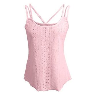 Generic Haut long pour femme - Noir - Bretelles spaghetti - Haut d&eacute;t&eacute; sans manches - En mousseline de soie - Haut court - &Eacute;l&eacute;gant - Col en V - Tunique ample -