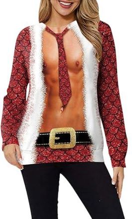 Generic PullDe Noel Femme Sweat-Shirt Femme sans Capuche Manches Longues Col Rond Nouveau Design Graphique 3D Original Style DéContracté Confortable