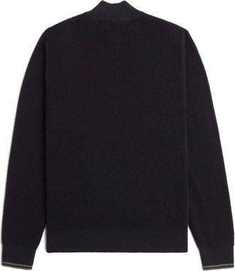 Fred Perry Homme, Pulls, Noir, Taille: XL Pull Zipp&eacute; Col Montant en Maille Gaufr&eacute;e
