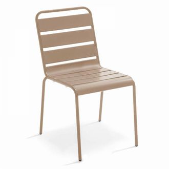 Oviala Oviala - Chaise de jardin en m&eacute;tal taupe - Palavas