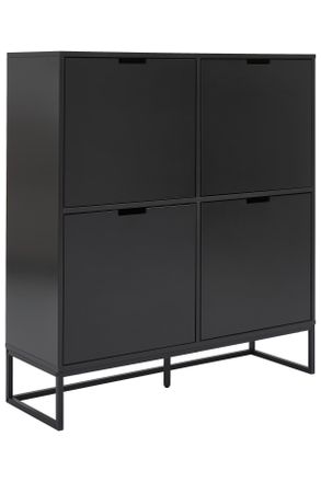Novel Highboard, Anthrazit, Schwarz, Metall, Holzwerkstoff, 4 F&auml;cher, 120x130x40 cm, Bsci, Typenauswahl, Beim&ouml;bel erh&auml;ltlich, stehend, Wohnzimmer, Kommoden 