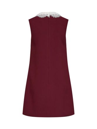 Self Portrait Womens Mini Dress Crepe Burgundy Polyester