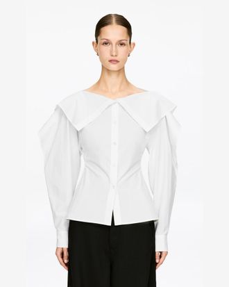 Arket Bluse Mit &Uuml;bergro&szlig;em Kragen -Wei&szlig;