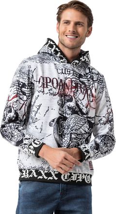 Cipo & Baxx Herren Hoodie Sweatshirt CL576 Weiß - Stylischer Pullover im Casual Streetwear Look mit Kapuze & Kängurutasche - Bequemes Oberteil für Alltag & Freize