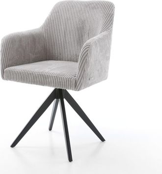 DELIFE Esszimmerstuhl Greg-Flex Cord Silbergrau Kreuzgestell kantig Schwarz Taschenfederkern, Esszimmerstühle