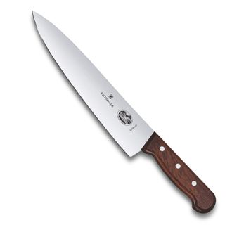 Victorinox by Swiss Army Wood, Profi Tranchiermesser, Extra Scharfe Klinge, gerader Schliff, 25 cm, Edler Holzgriff, Rostfreier Stahl, braun