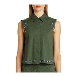 Marella Femme, Blouses et Chemises, Vert, Taille: 38 FR Haut Vert Style Savoia Chemise