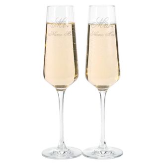 Leonardo Leonardo 2 Puccini Sektgl&auml;ser zur Hochzeit mit Gravur - Mr. & Mrs. - mit dem gemeinsamen Familiennamen