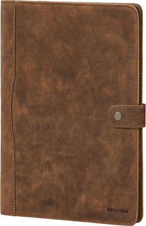 STILORD Corbin Dokumentenmappe A4 Leder Mappe f&uuml;r DIN A4 Dokumente - Vintage Dokumententasche mit Druckknopf schmale Konferenzmappe Echtleder Schreibmappe f&uuml;r