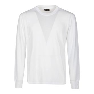 Tom Ford Lyocell Baumwolle Langarm-Shirt - - Tops - Herren - Wei&szlig; - XL