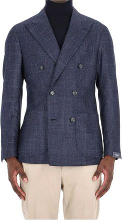 Barba Homme, Vestes, Bleu, Taille: M Veste bleue sur mesure Prince de Galles