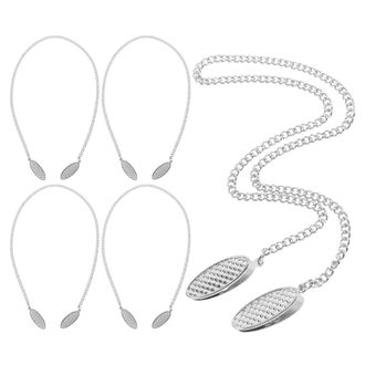 Pretyzoom 5st&uuml;cke Serviettenkette mit Clip Senioren Serviettenhalter Edelstahl Silber L&auml;tzchenkette mit Klammern Serviettenkette mit Clip f&uuml;r Erwachsene Seniore