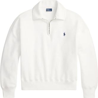 Polo Ralph Lauren sweat &agrave; col zipp&eacute; et &agrave; logo - Blanc