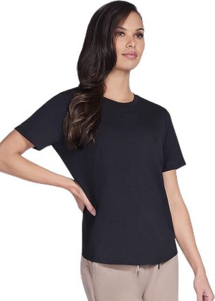 Skechers Damen Gowalk Luxe Rib Tee T-Shirt, Schwarz, S