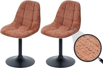 Mendler Lot de 2 chaises de Salle &agrave; Manger HWC-A60 Chenille (465g/m&sup2;) Terracotta