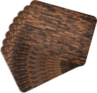 MG Design Set aus 8 Kork-Platzsets - Wooden Wall 3 - 30 x 40 cm - hitzebest&auml;ndig & abwischbar, mit Korkr&uuml;ckseite